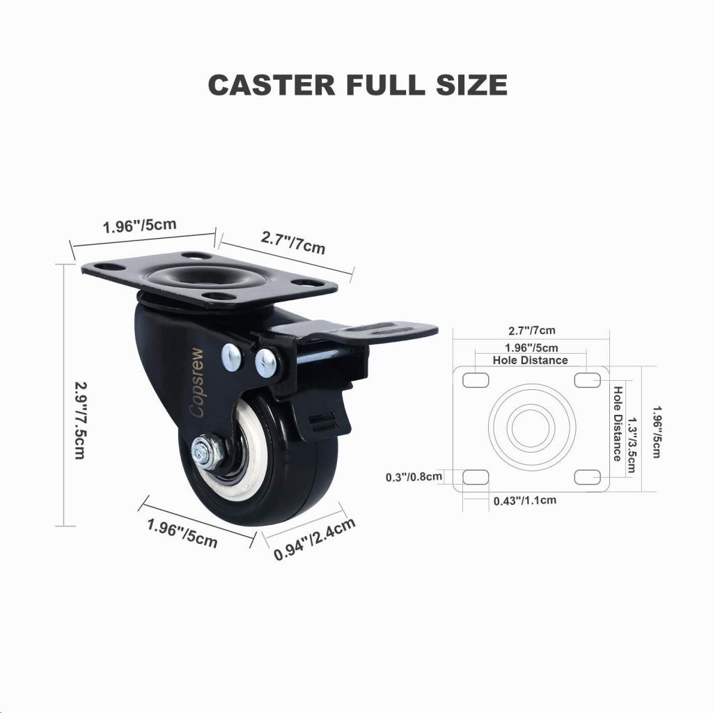 2inch Swivel Caster Wheels with Locking Heavy Duty Casters 150 Lbs Per ...