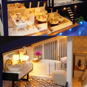 DIY Miniature Dollhouse Kit UniHobby Time Apartment 3D Wooden Dollhouse ...